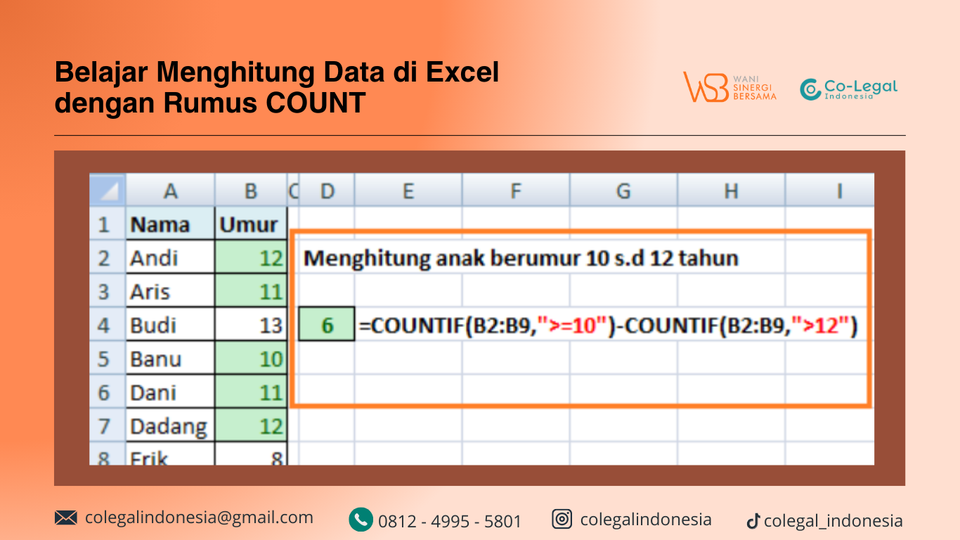 CoLegal Indonesia: Belajar Menghitung Data di Excel dengan Rumus COUNT - Trik Bisnis Indonesia ...